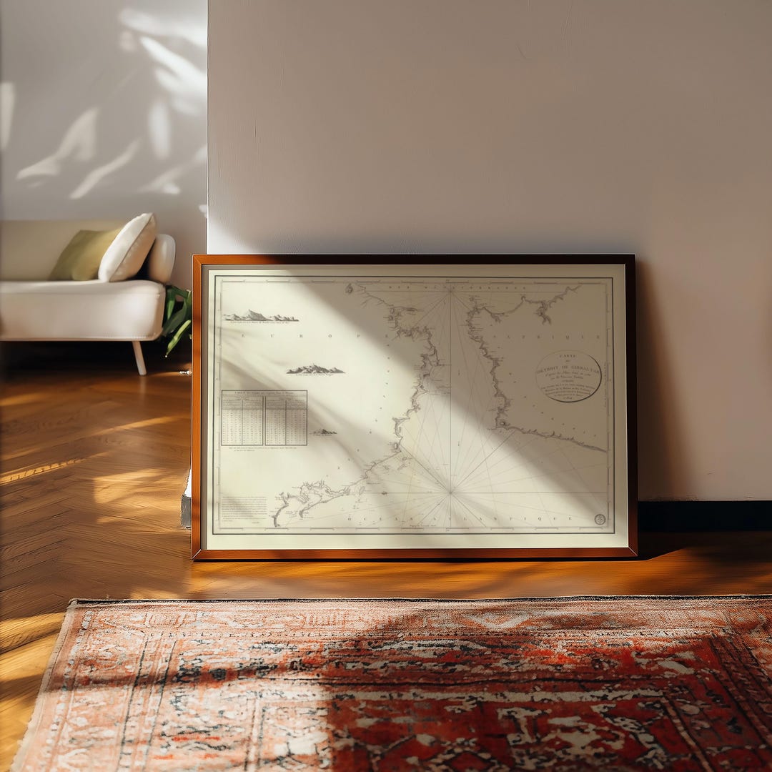 Nautical Chart of Gibraltar Strait 1804 Framed Poster Print Wall Art ...