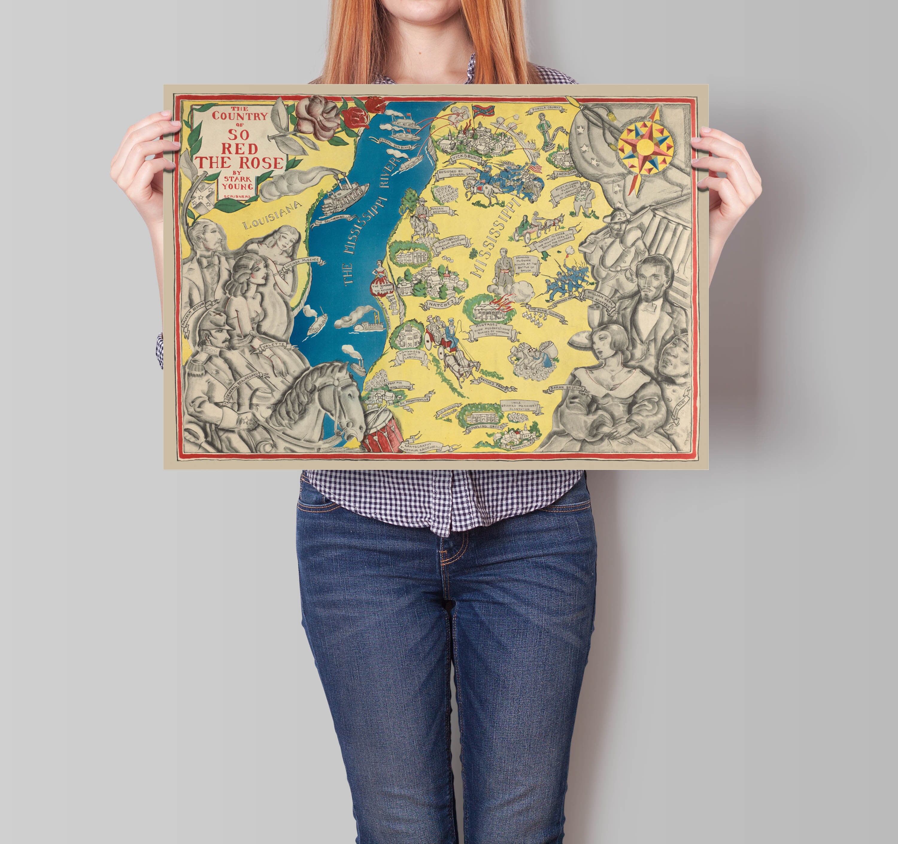 Map of the Country of so Red the Rose Pictorial Map Print | Etsy