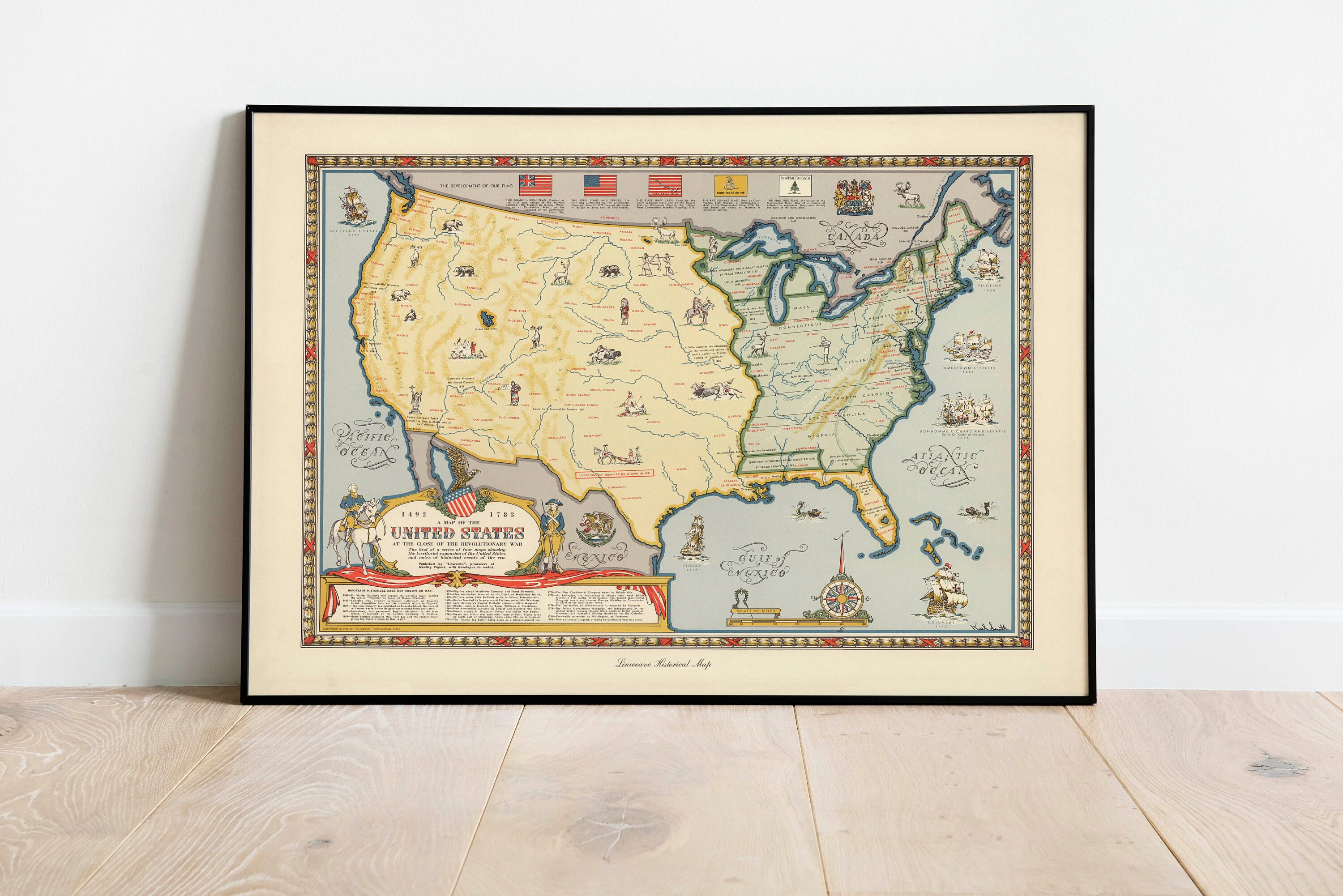 United States Map Print Art History Revolutionary War Map | Etsy