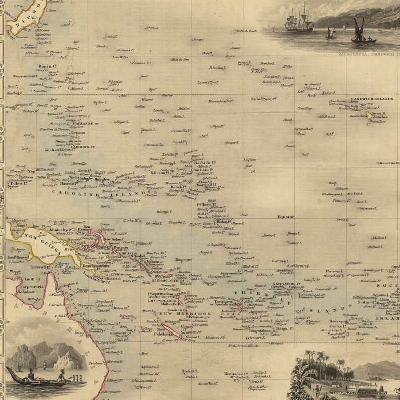 Map Poster of Polynesia 1851 Polynesia Wall Map Print | Etsy
