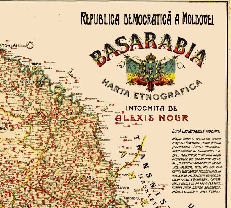Basarabia Old Map 1917 Basarabia Map Old Moldova Map | Etsy