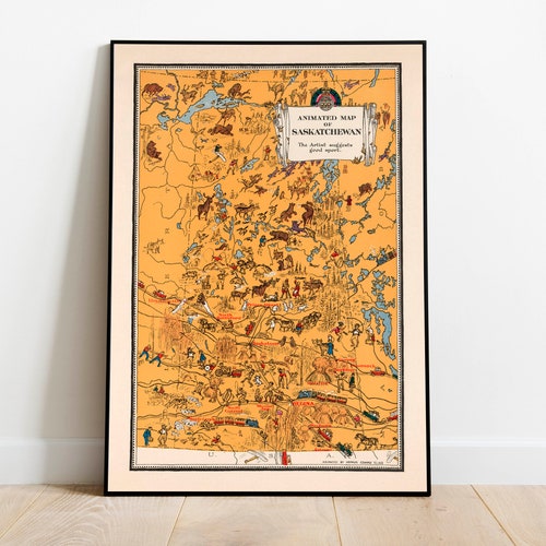 Vintage Saskatchewan Map Print Saskatchewan Wall Art Canvas - Etsy