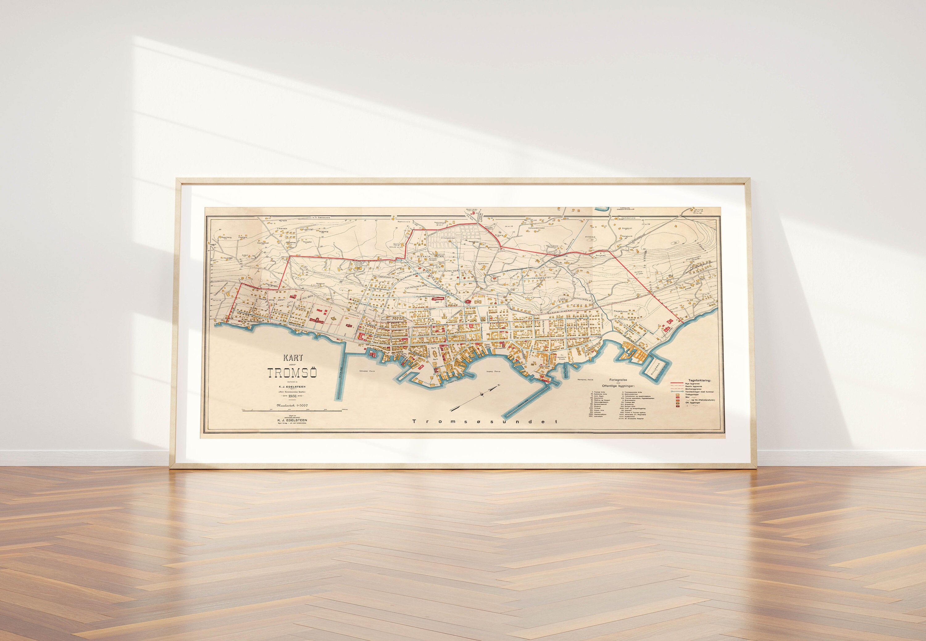 Tromso City Map Wall Print Framed Map Wall Decor Tromso Map - Etsy