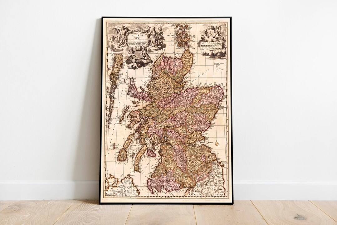 Scotland Map Wall Print| 1680 Scotland Map| Poster Print| Canvas Print ...