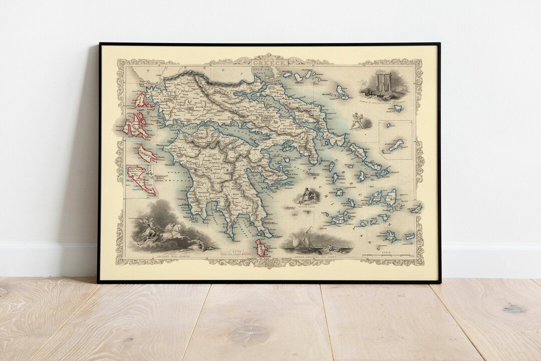 Vintage Greece Map Print: 1851 Canvas Wall Art - Etsy