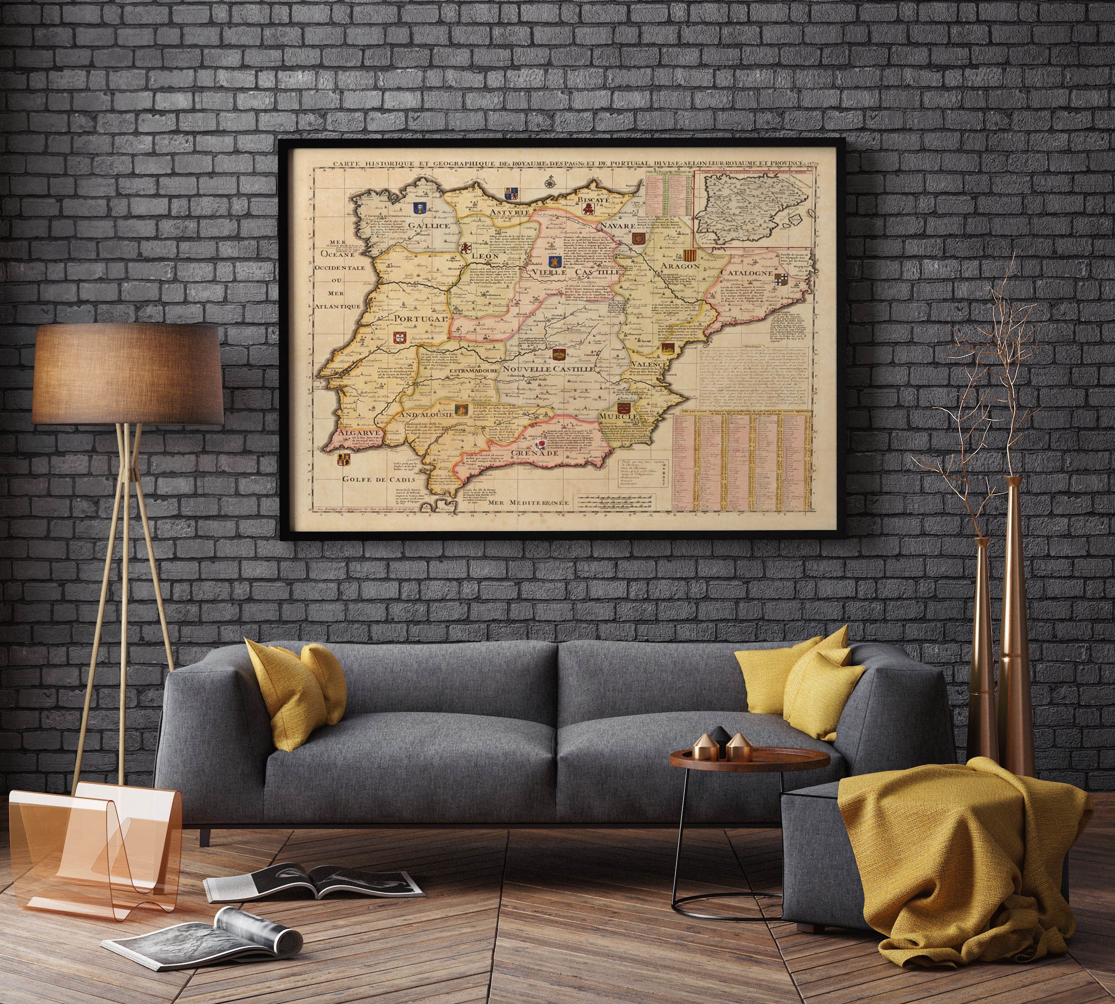 Spain Map Wall Print 1719 Spain Map Poster Print Canvas | Etsy