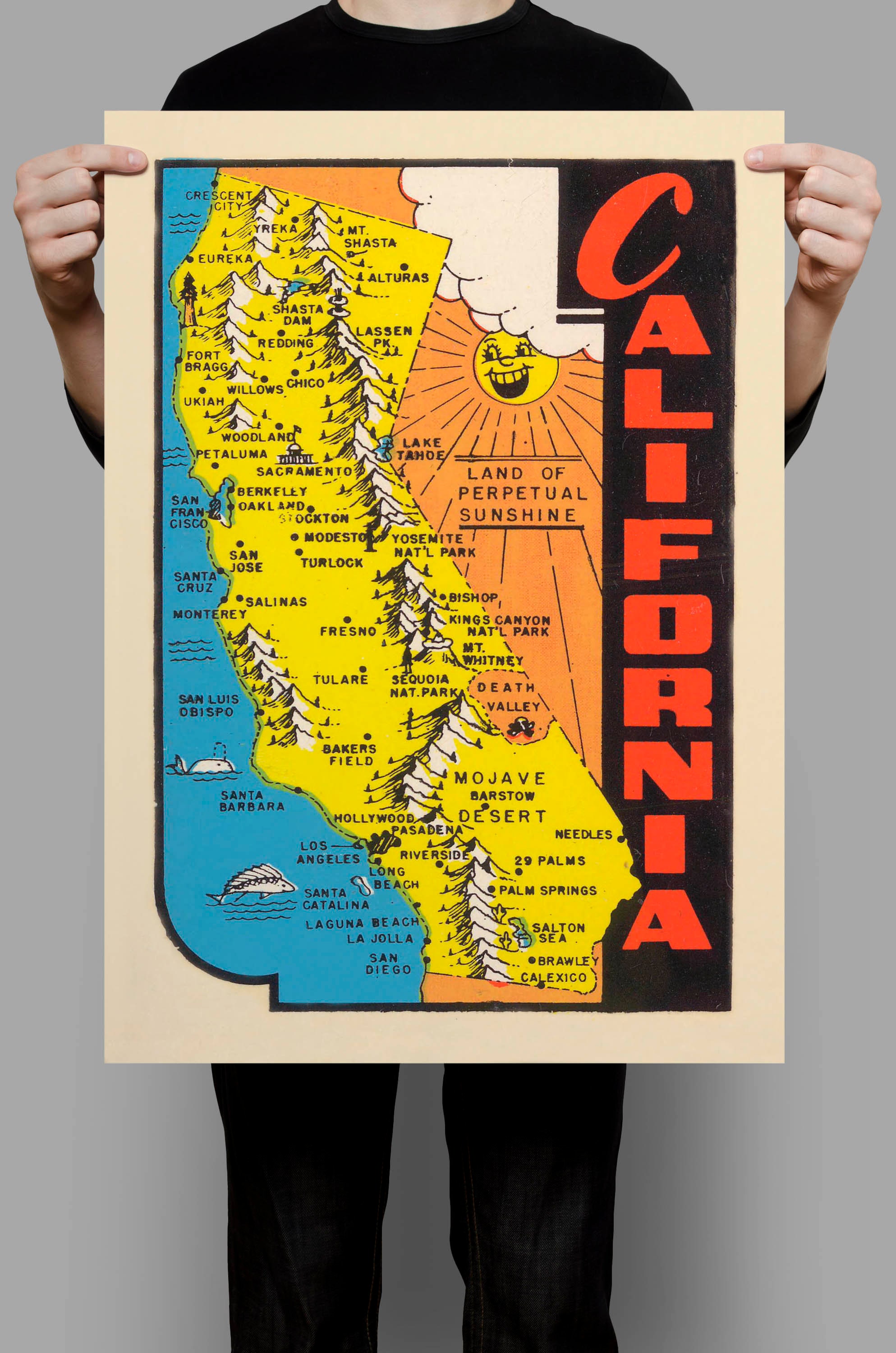 California Map Print for Wall Decor Vintage Map California - Etsy