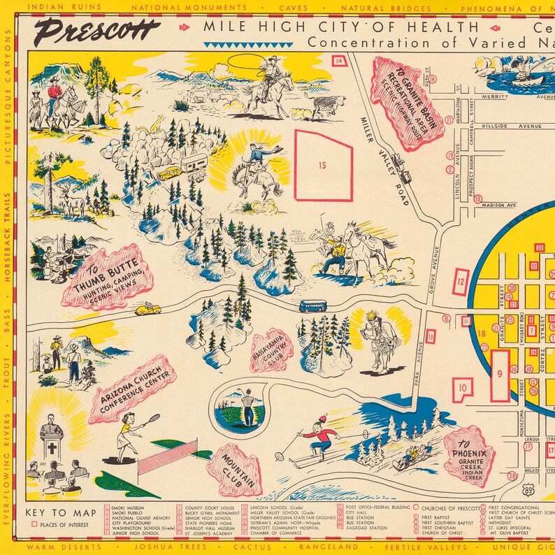 Prescott Map Wall Print Old Map Prescott Wall Decor Poster | Etsy