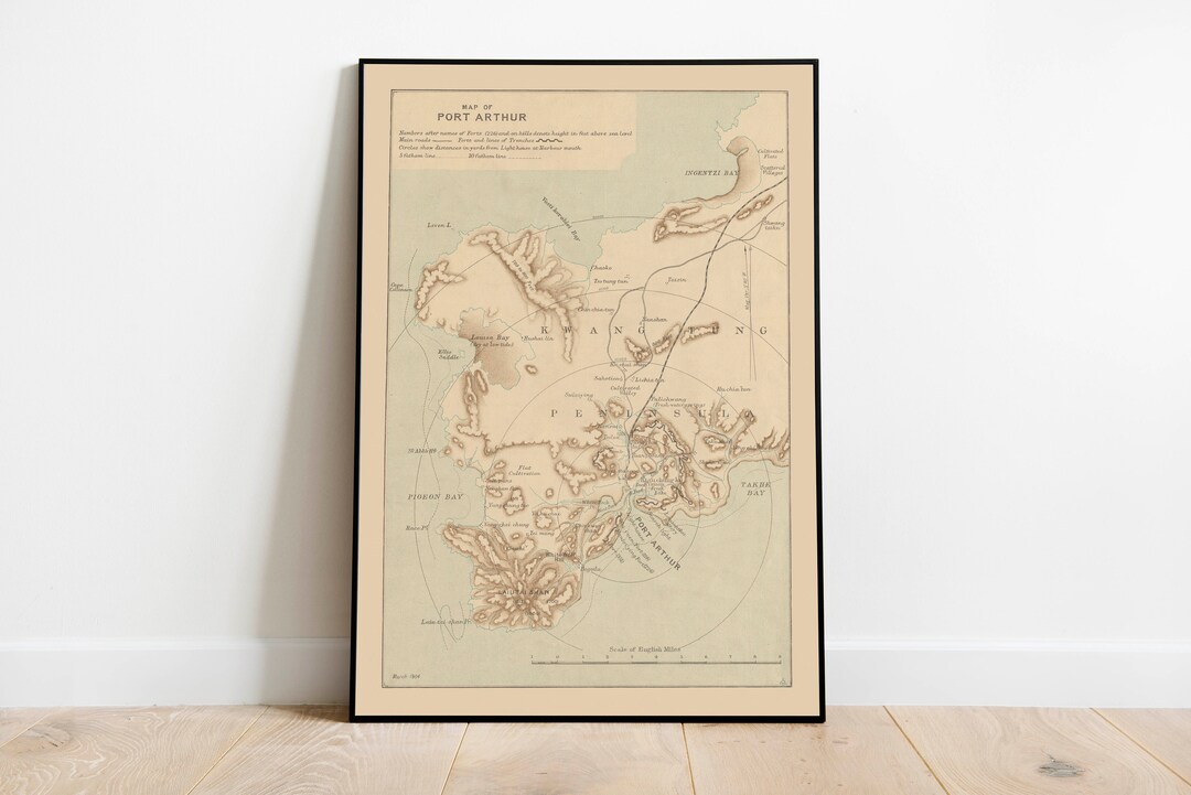 Map of Port Arthur 1904 China Maps Wall Art Print Vintage - Etsy