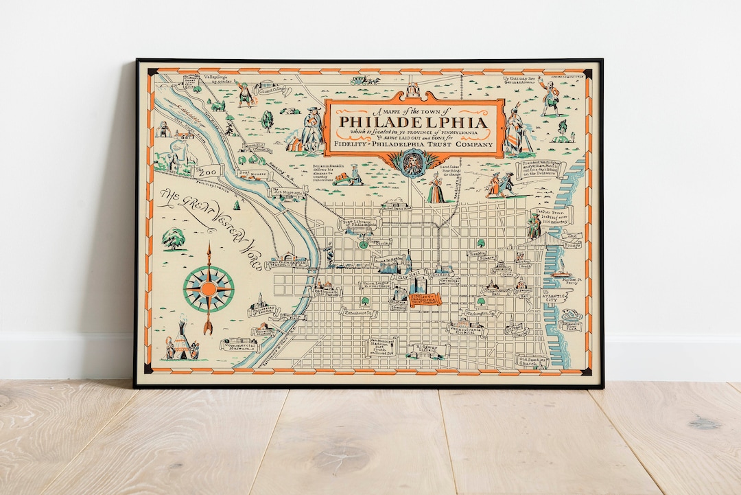 1940 Philadelphia Map Art Print: Vintage Wall Decor - Etsy