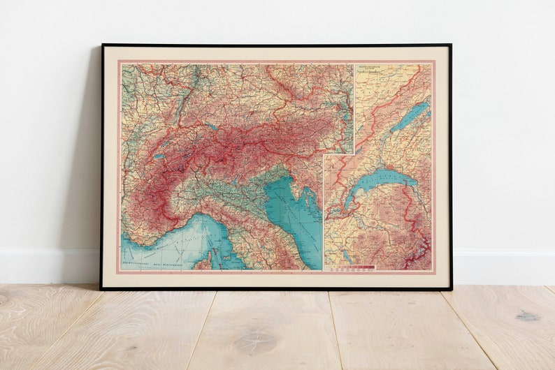 Map of the Alps Map Wall Decor Vintage Map Wall Art Poster - Etsy