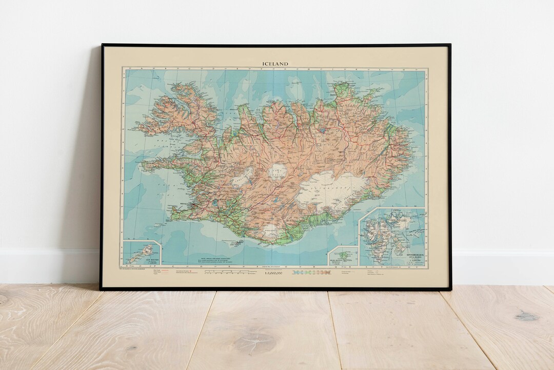 Map of Iceland Poster| Iceland Wall Art| Canvas Print| Framed Wall Art ...