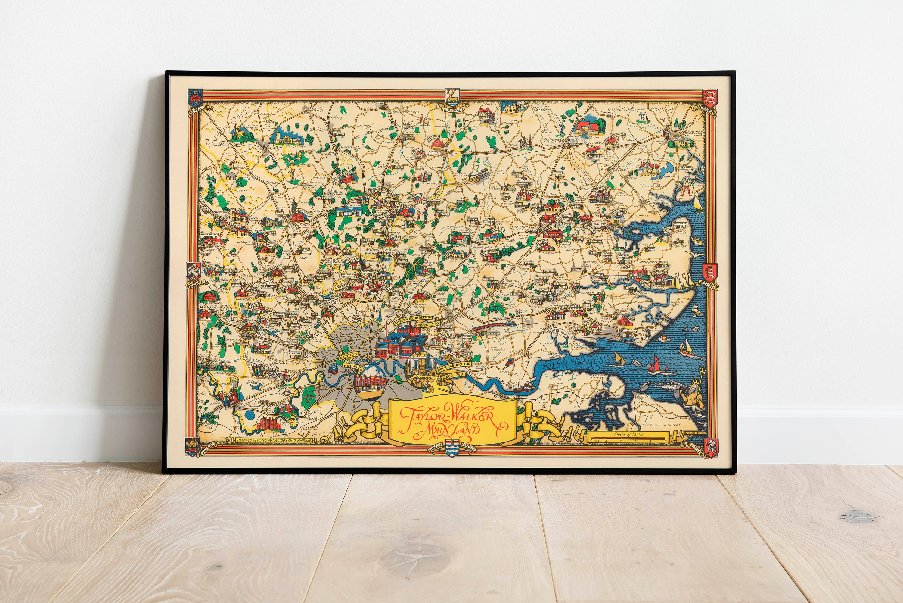 London City Map 1950 Vintage Map Wall Poster Framed Wall - Etsy