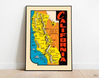 Old California Map | Etsy