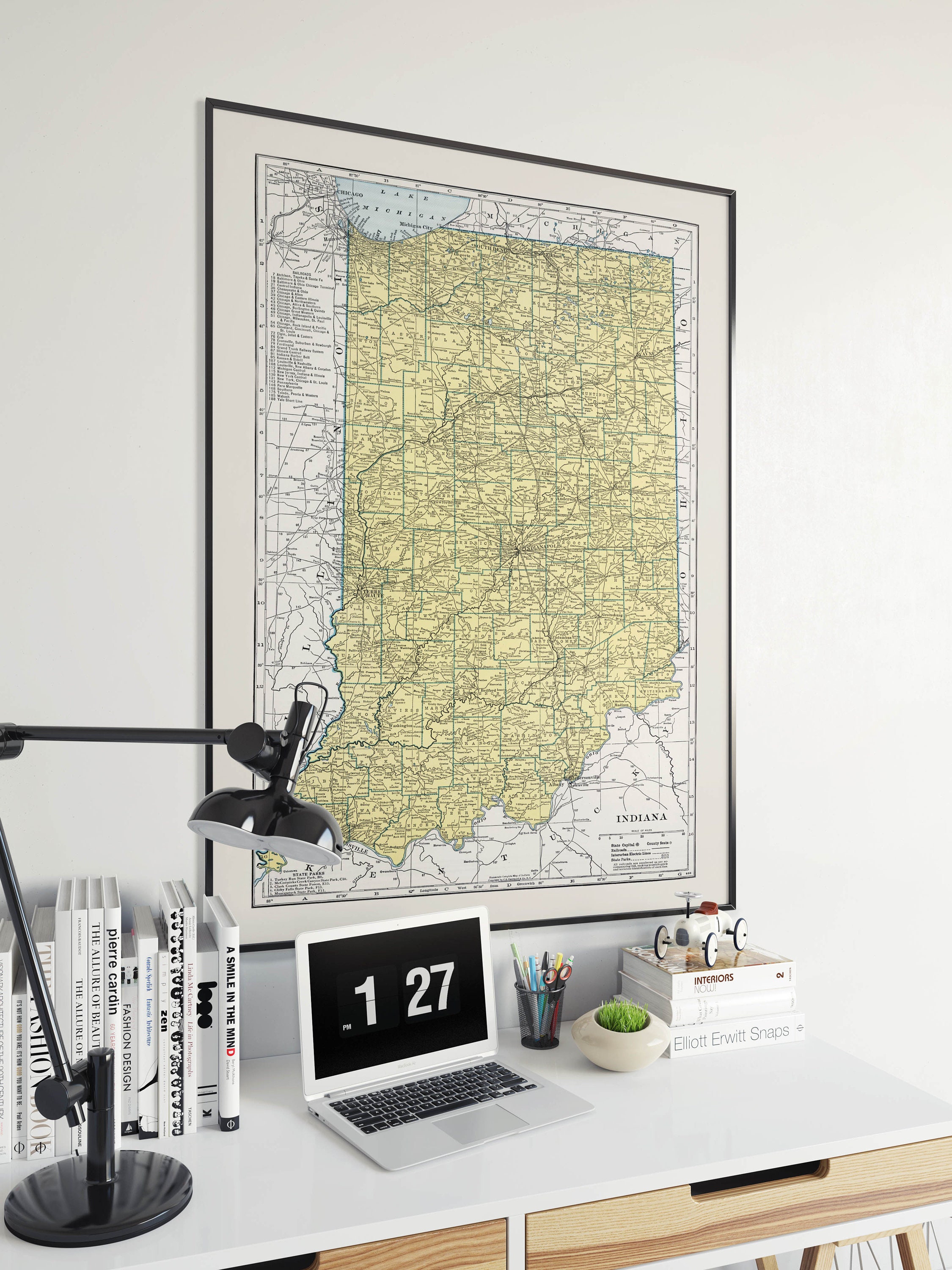 Map of State of Indiana Vintage Indiana Map Print Canvas | Etsy