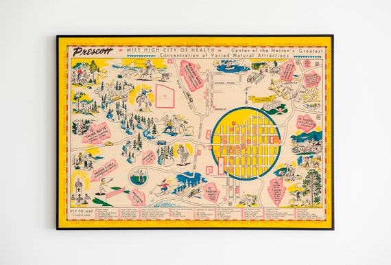 Prescott Map Wall Print Old Map Prescott Wall Decor Poster | Etsy