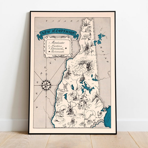 New Hampshire Poster - Etsy