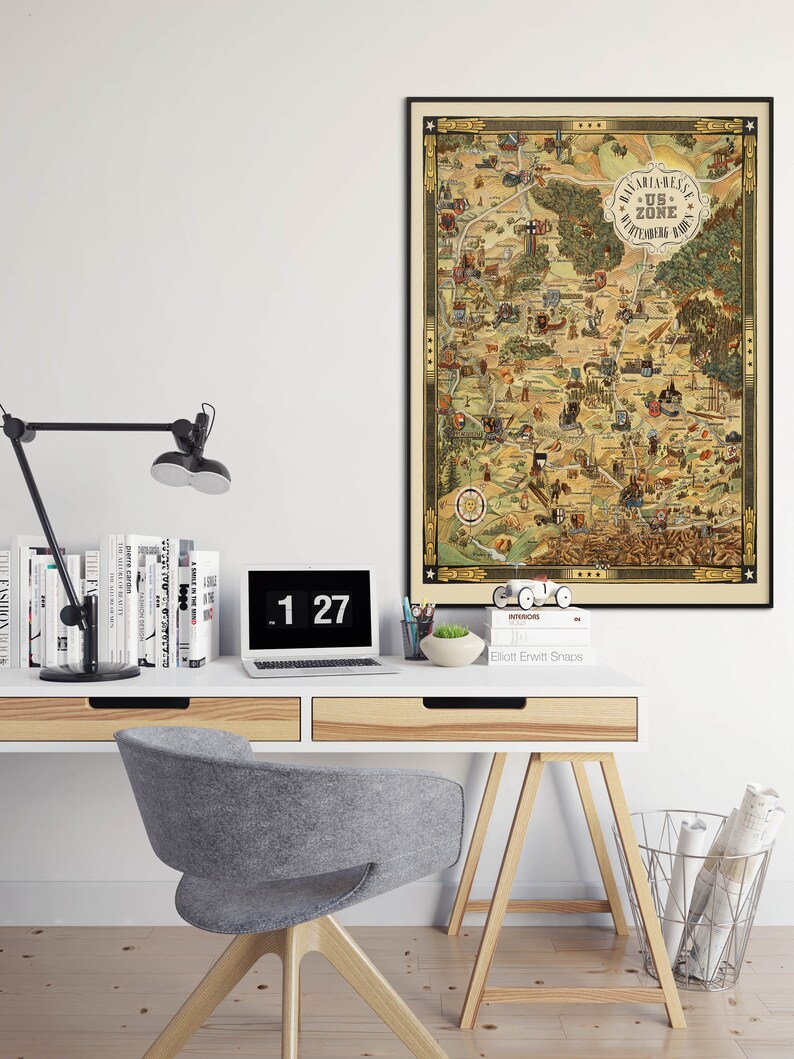 Pictorial Map of American Occupation Areas in Germany After - Etsy