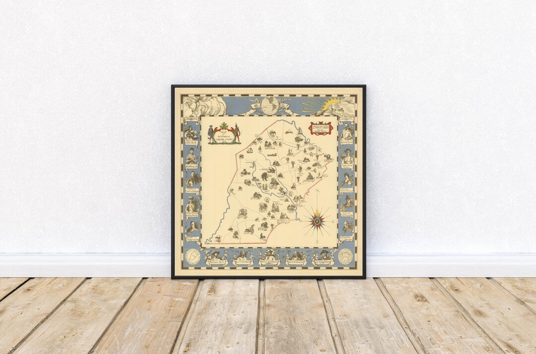 Chester County Map Print| Art History| 1927 Chester Map Wall Art ...