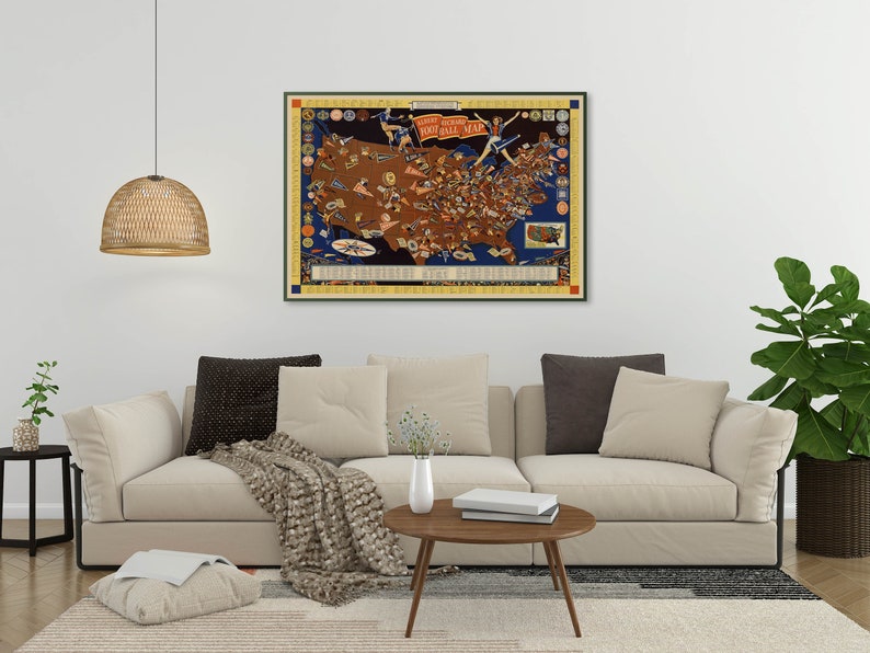 Pictorial College Football Map of the United States Poster | Etsy