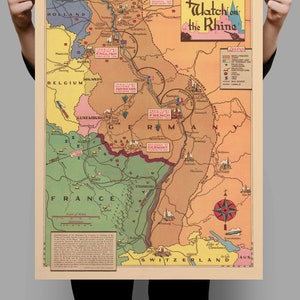 Political and Military Map of Rhineland Before World War 2 WW2 Germany ...