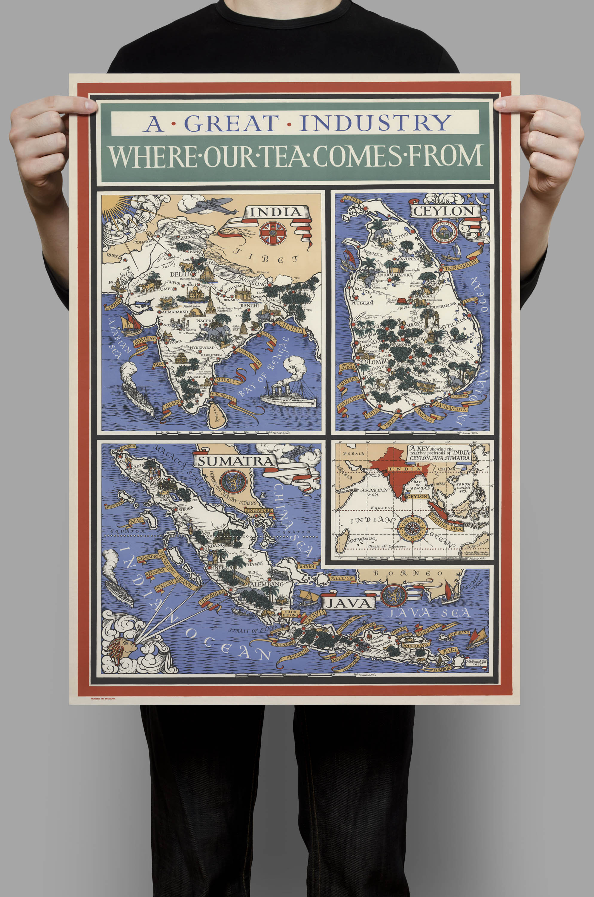 World Famous Tea Producer Countries Map Print World Tea Map | Etsy