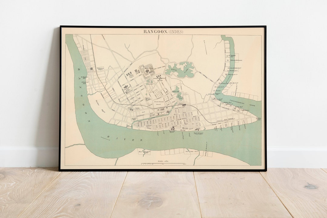 Historical Map of Rangoon| Yangon |myanmar Map | Poster Print| Framed ...