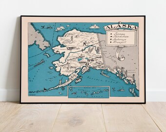 Pictorial Map Alaska - Etsy