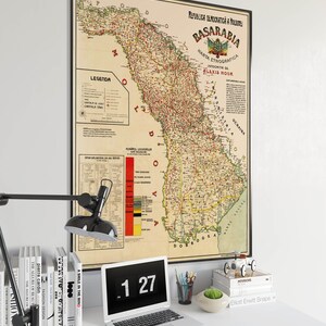 Basarabia Old Map| 1917 Basarabia Map| Old Moldova Map| Romania Antique ...