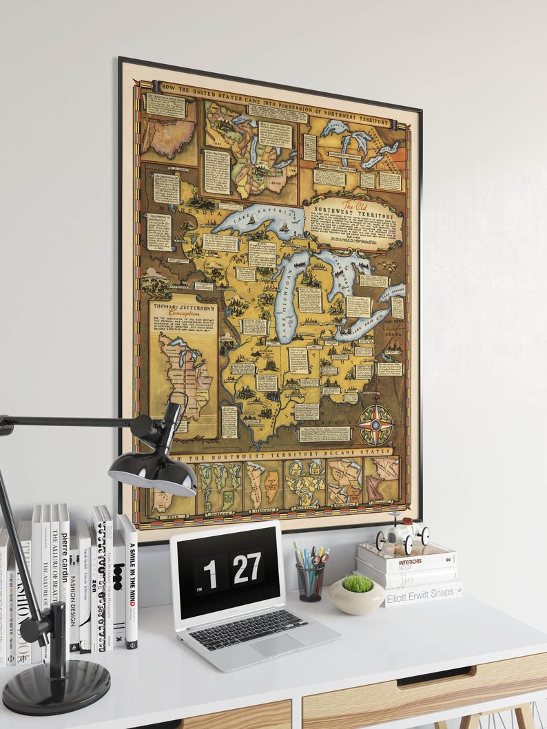 The Old Northwest Territory Map Print USA History Wall Art - Etsy