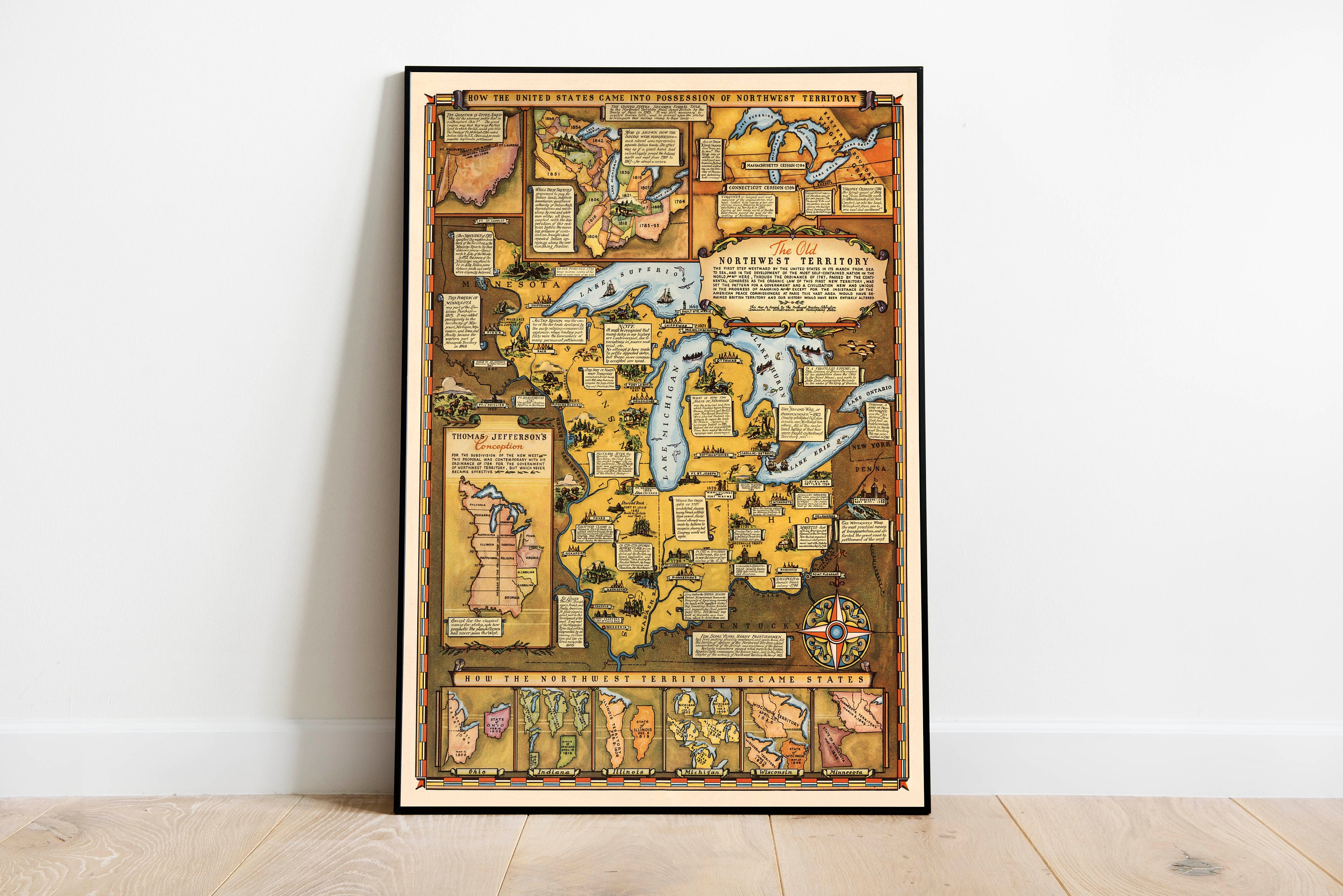 The Old Northwest Territory Map Print USA History Wall Art - Etsy