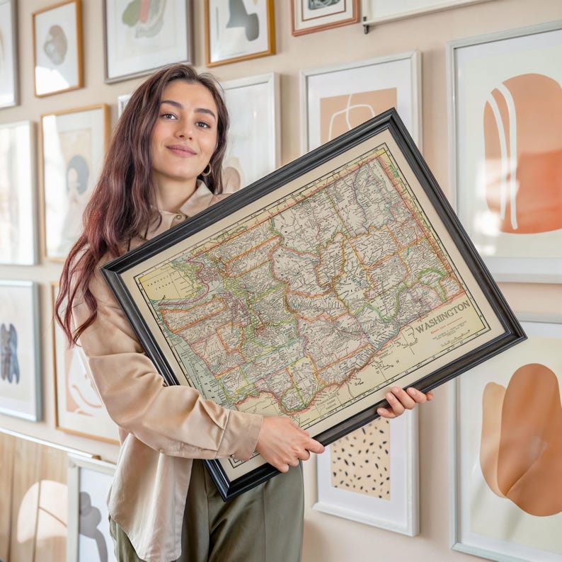 Vintage Washington Map Print 1925: Wall Art Poster - Etsy