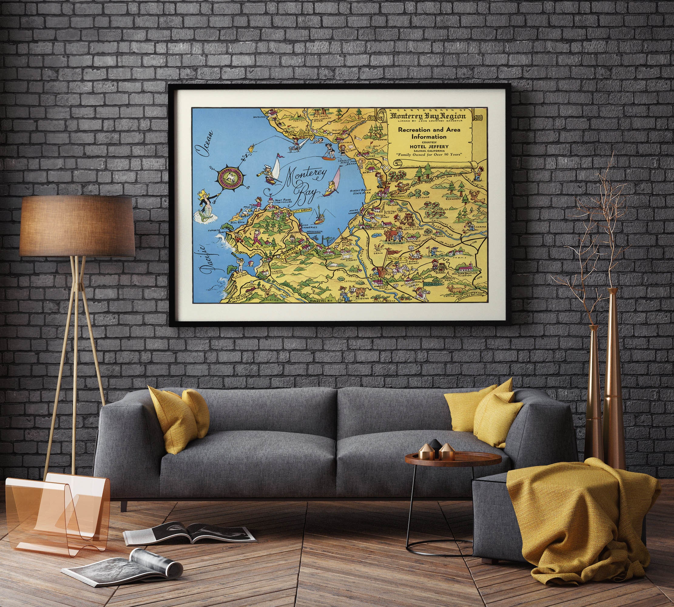 Map of Monterey Bay Region and Salinas Valley California - Etsy