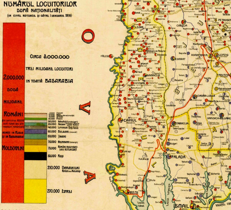 Basarabia Old Map 1917 Basarabia Map Old Moldova Map | Etsy