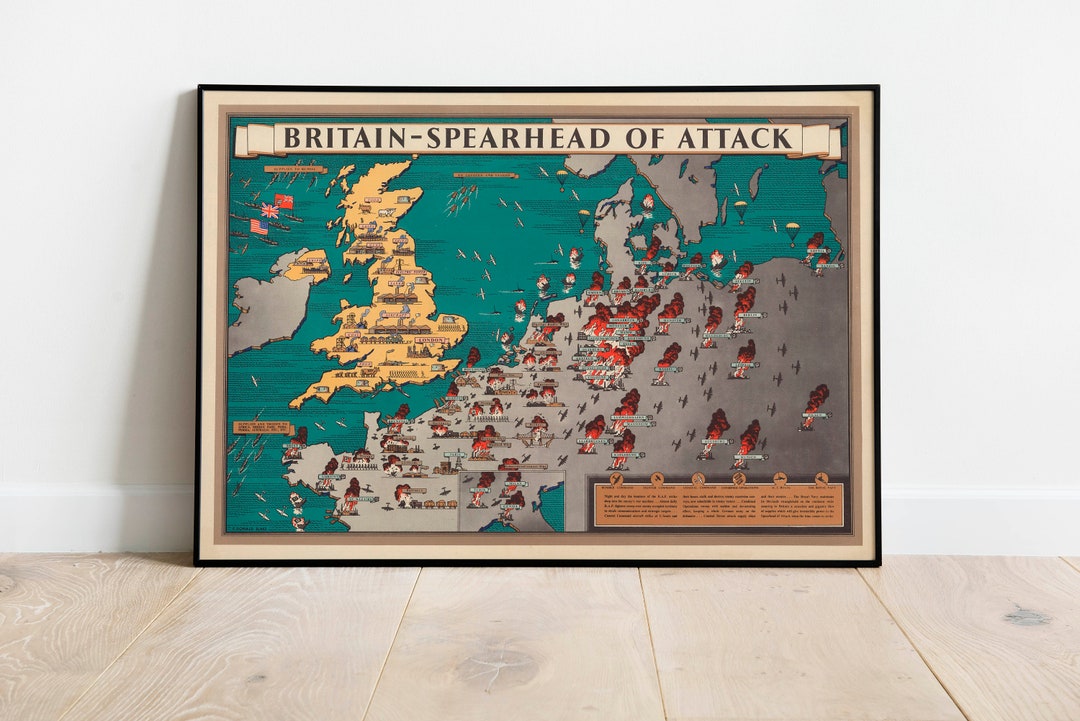 WWII Britain Map Print: Vintage War Map Poster, Canvas Art - Etsy