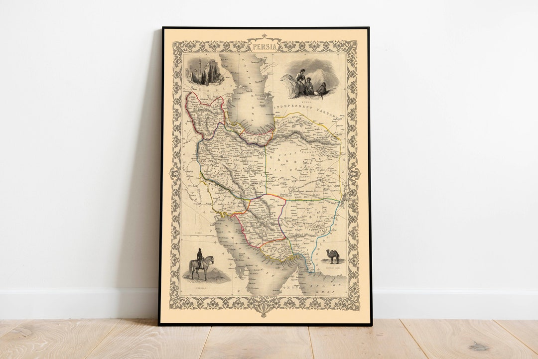 Map of Persia 1851| Old Map Poster Wall Art| Canvas Wall Art Print ...