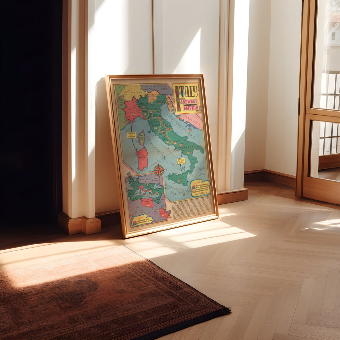 Italy World War 2 Map Print| Poster Print| WW2 Maps| Canvas Art| War ...
