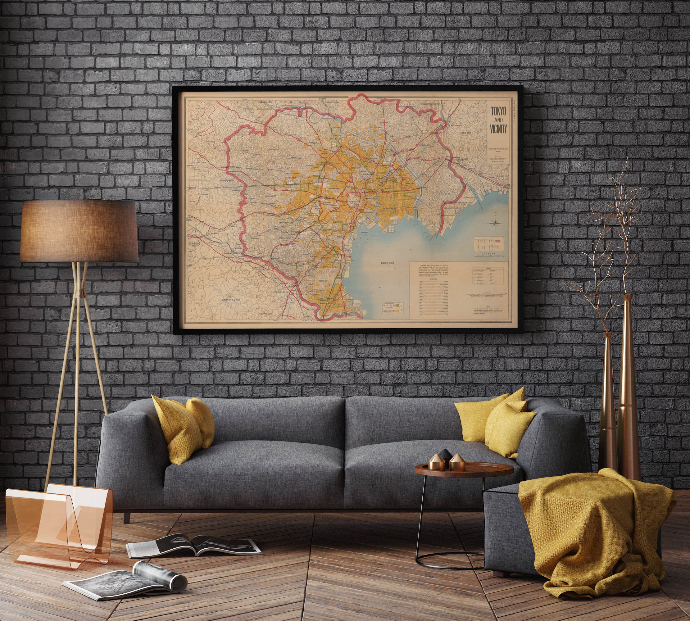 Map of Tokyo and Vicinity Showing Bombed Out Areas 1946 WW2 | Etsy