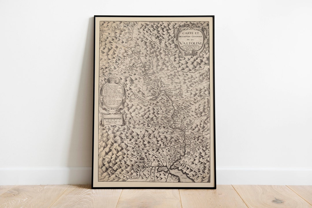 Engraved Map of Valtellina Region Italy 1625| Old Map Wall Decor ...