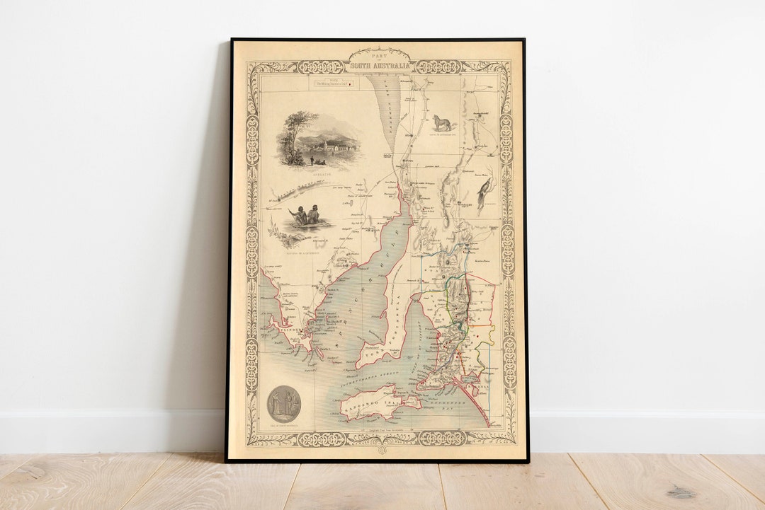 Map of South Australia| Old Map Poster Wall Art| Canvas Wall Art Print ...