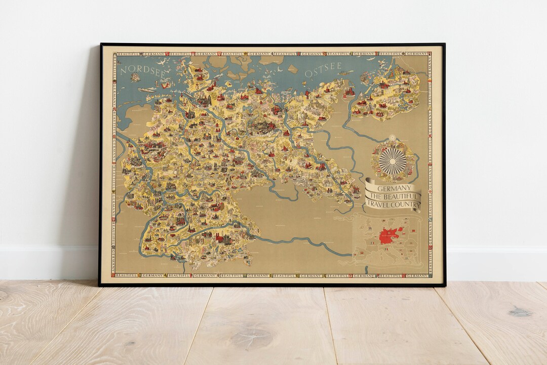 1936 Germany Map Print: Vintage Wall Art - Etsy