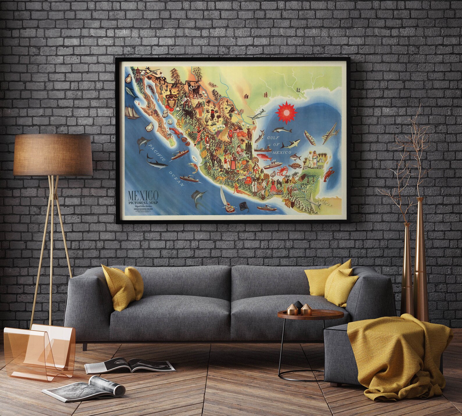 Mexico Pictorial Map Wall Poster Old Map Mexico Wall Poster - Etsy