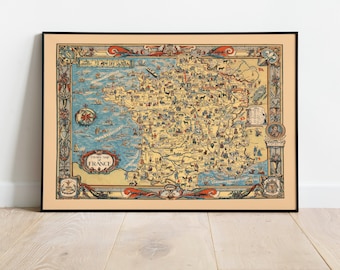 Map - Map of France With Cities, Towns, Ports, Rivers & Mountains ...