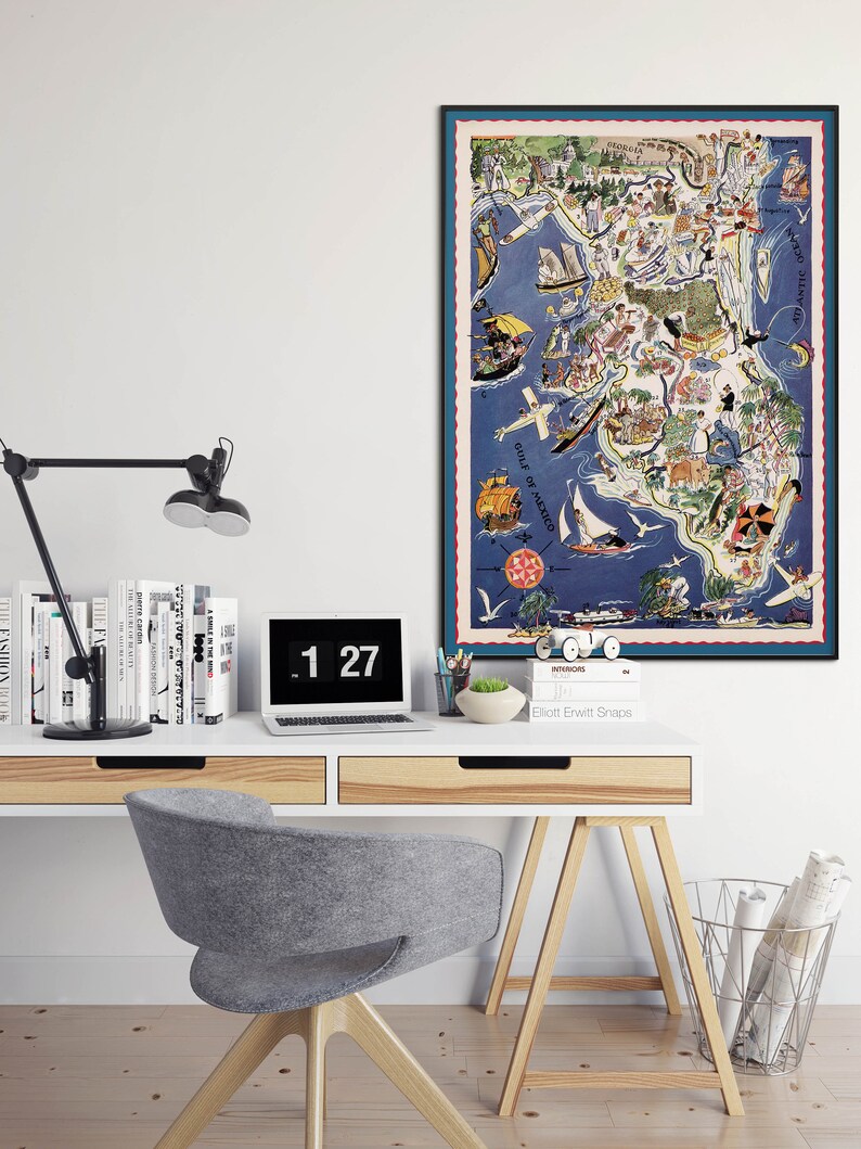 Map of State of Florida Decorative Wall Art Prints on - Etsy