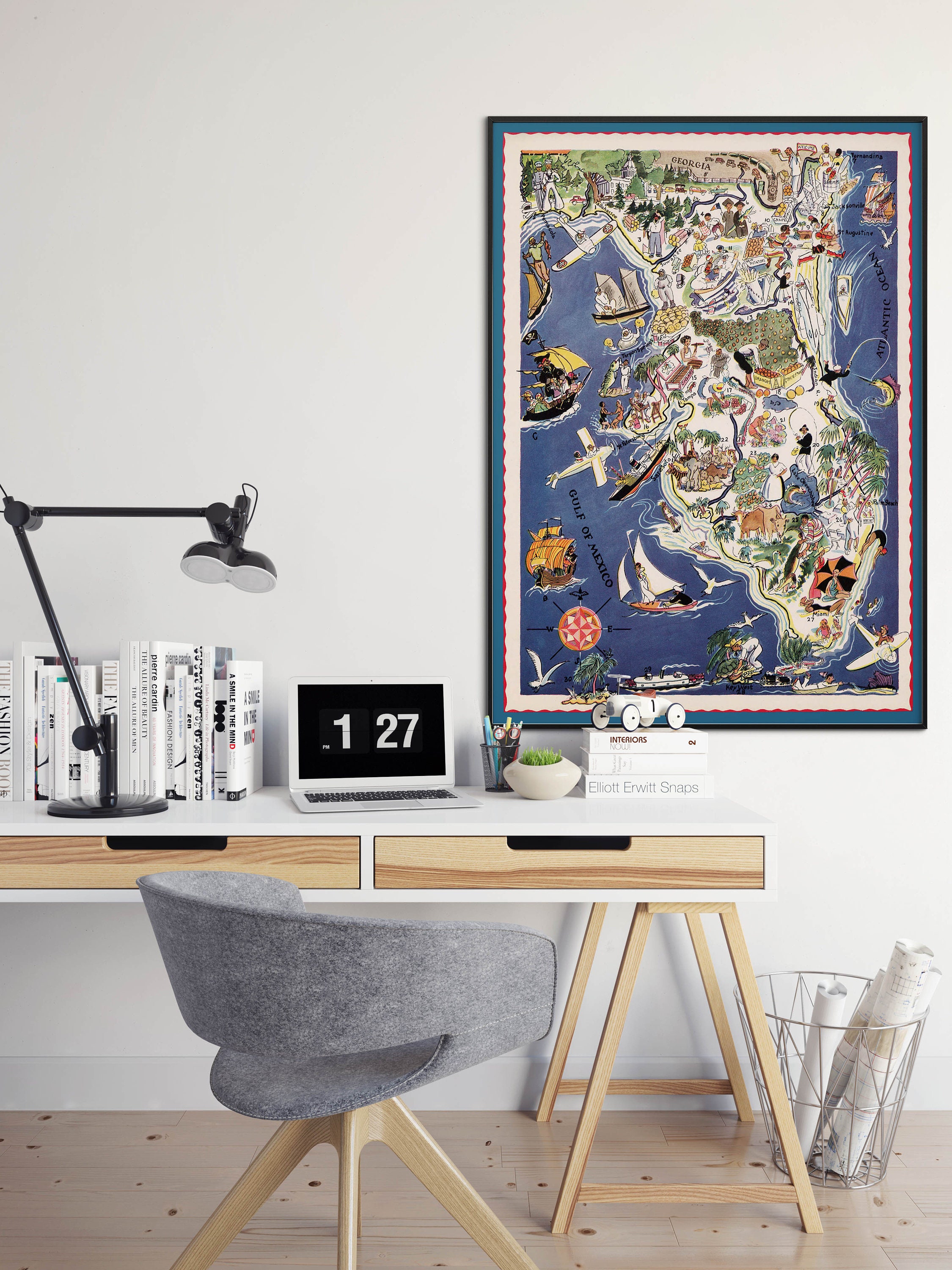 Map of State of Florida Decorative Wall Art Prints on | Etsy