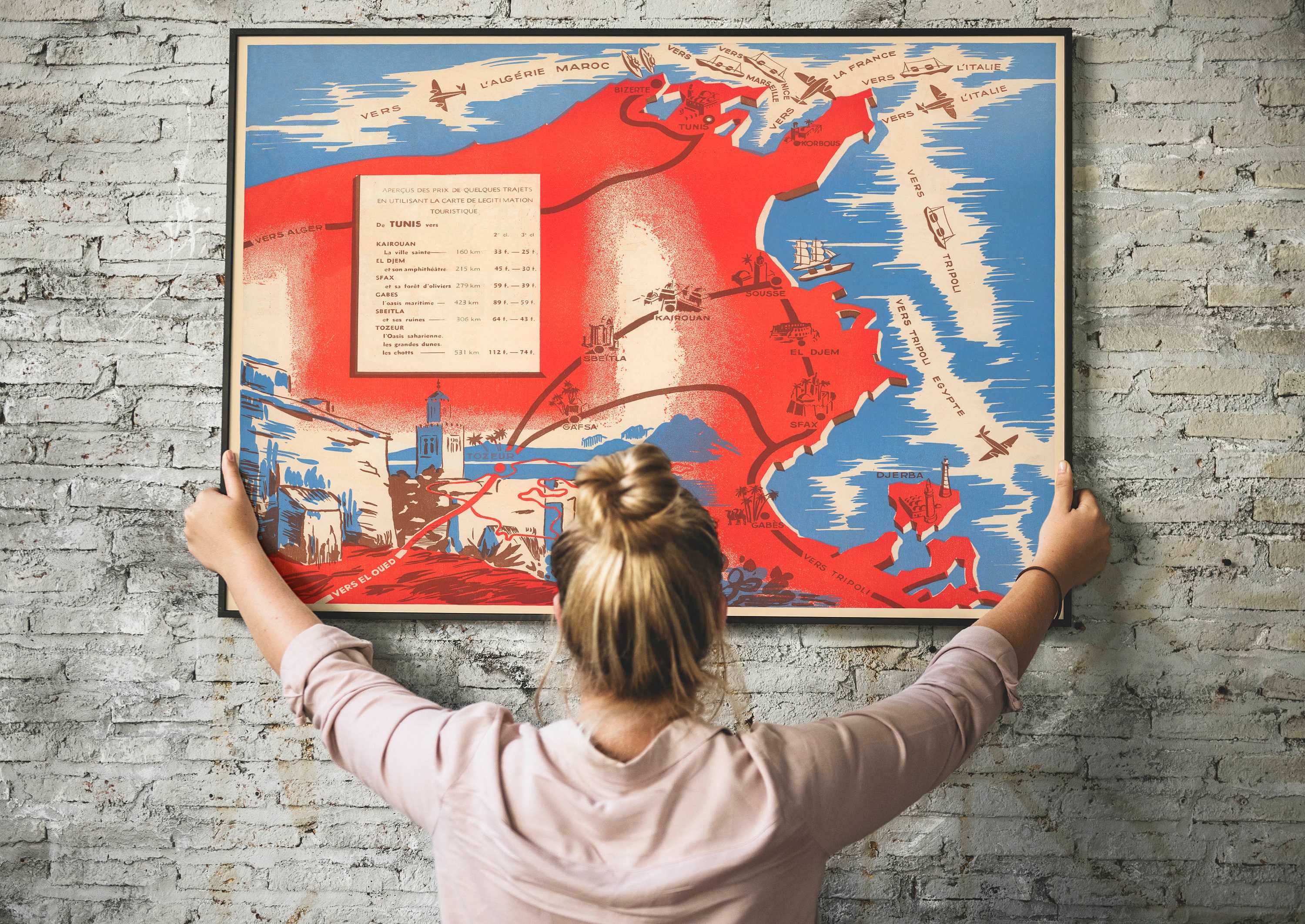 Pictorial Map of Tunisia Old Map Wall Decor Vintage Map Wall - Etsy