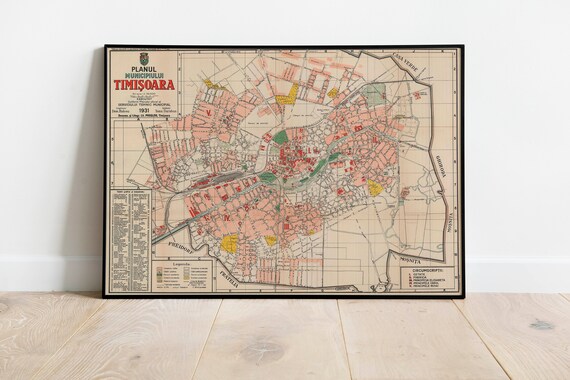 Timisoara Map Print Art History 1931 Timisoara Map Wall Art | Etsy
