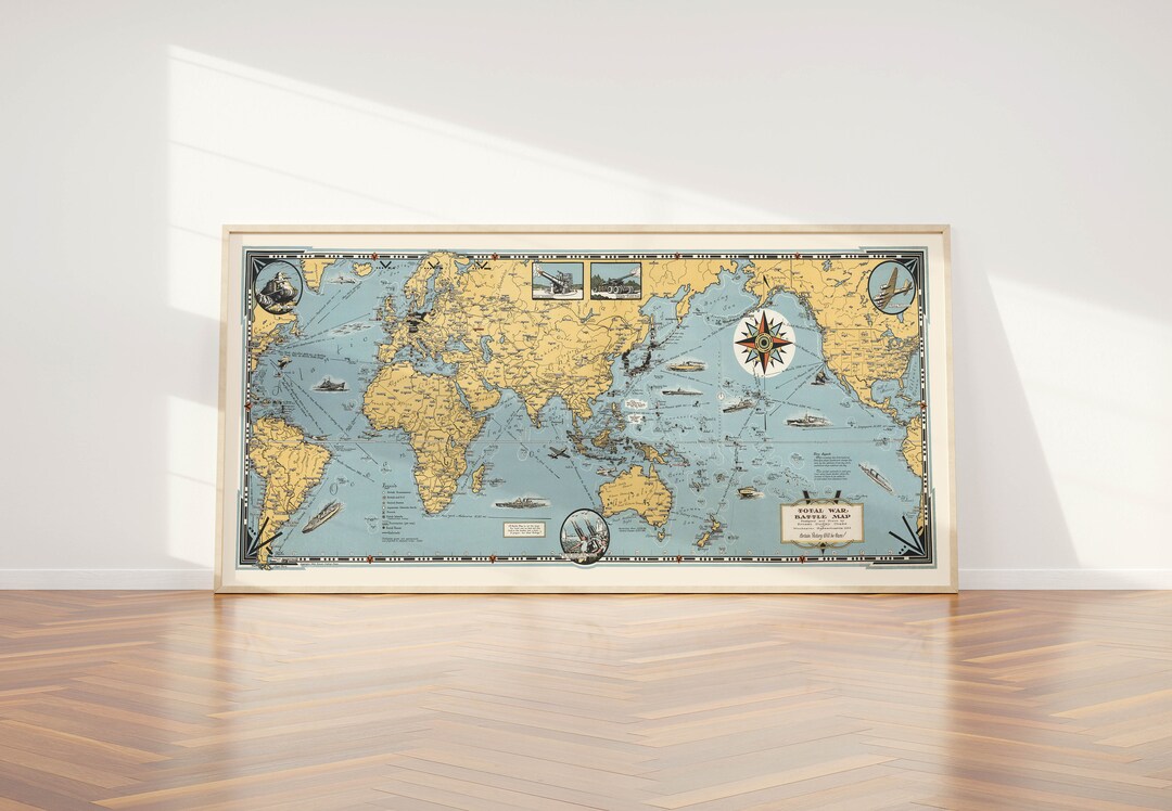 WWII Military Map Poster: Vintage World War 2 Map Art Print - Etsy
