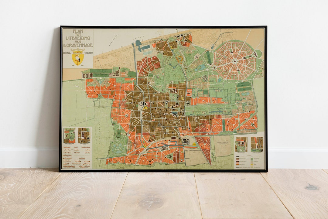 The Hague City Map Wall Print 1908 Den Haag Map Poster - Etsy