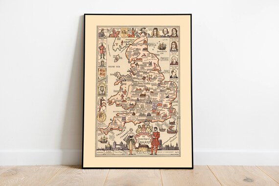 The Story Map of England 1936 England Old Map Wall Print - Etsy